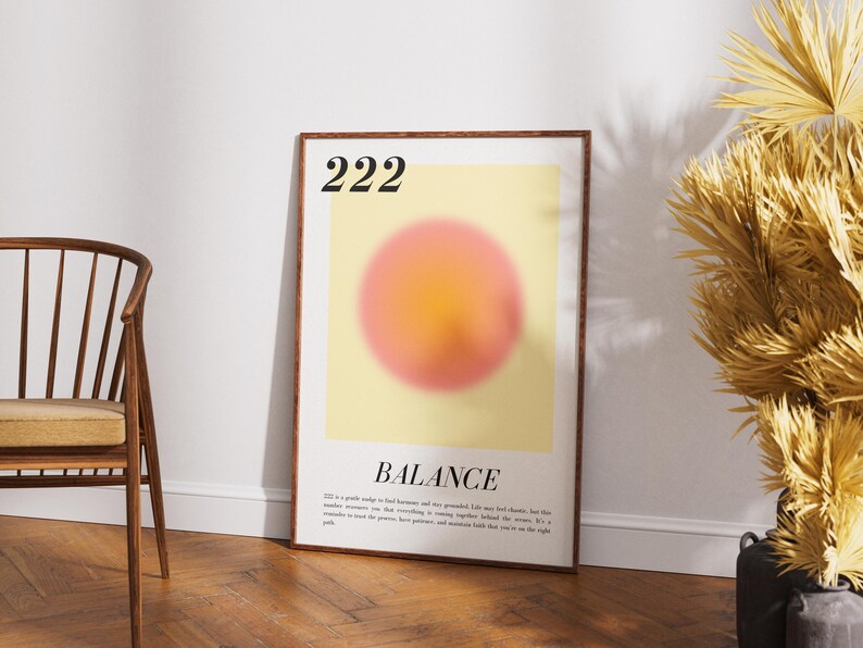 222 Angel Number Print – Harmonious Wall Art, Spiritual Reminder Poster ...