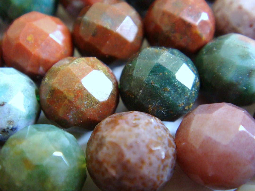 34. Blood Stone 8mm Faceted Round 16 Inches 49 Pcs Stone Bead (M) - Etsy
