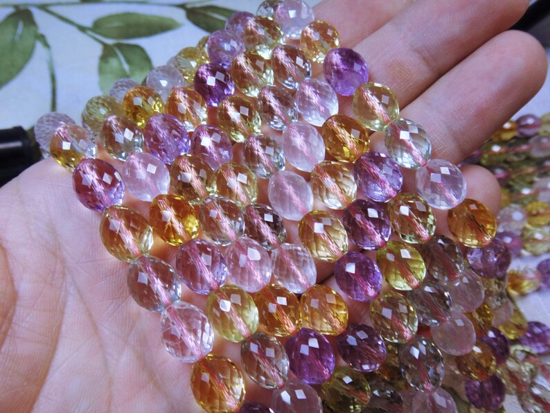 23. Multi Color Stone 8x10mm Faceted Rice Shape 16 Inches Strand 40 Pcs ...