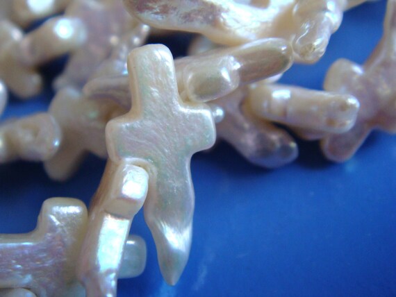 P5. Fresh Water Pearl 9x15mm White Side Cross Shape 16 - Etsy
