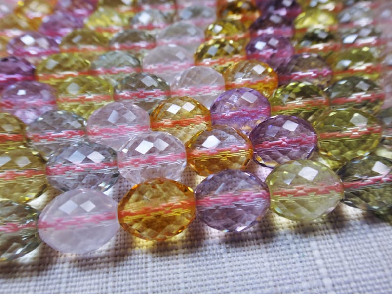 23. Multi Color Stone 8x10mm Faceted Rice Shape 16 Inches Strand 40 Pcs ...