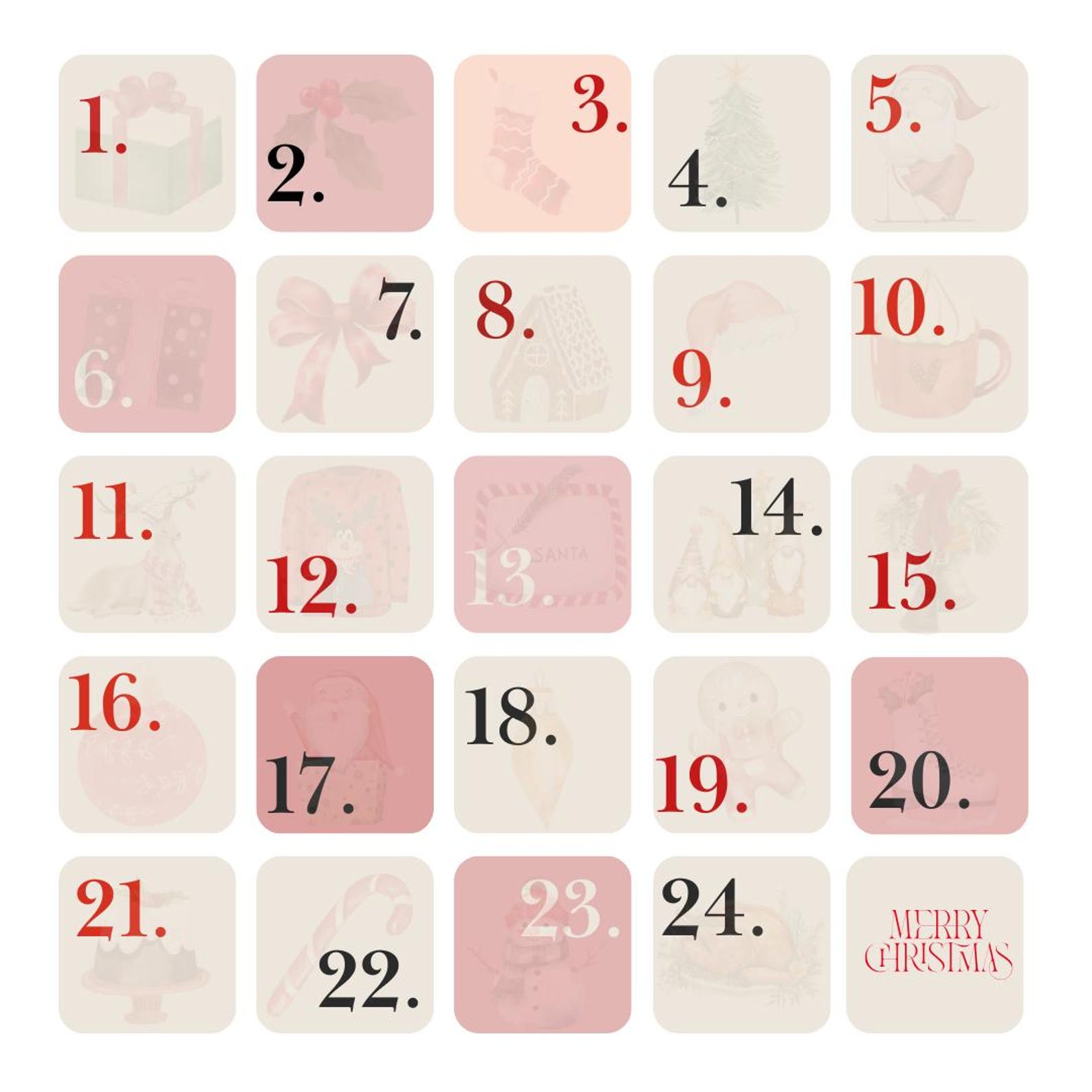 Christmas Gratitude Bunting, 25 Days/advent Calendar With Gratitude ...