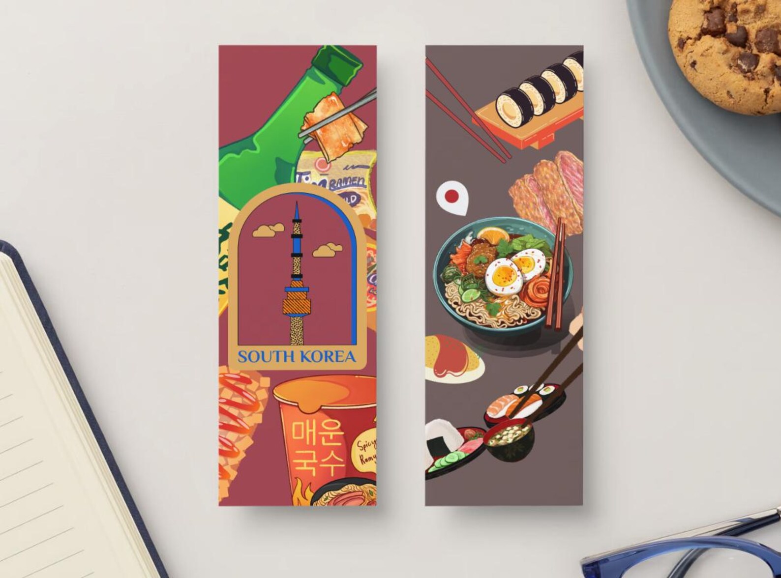 Printable Bookmark South Korea & Japan Food Tour - Etsy