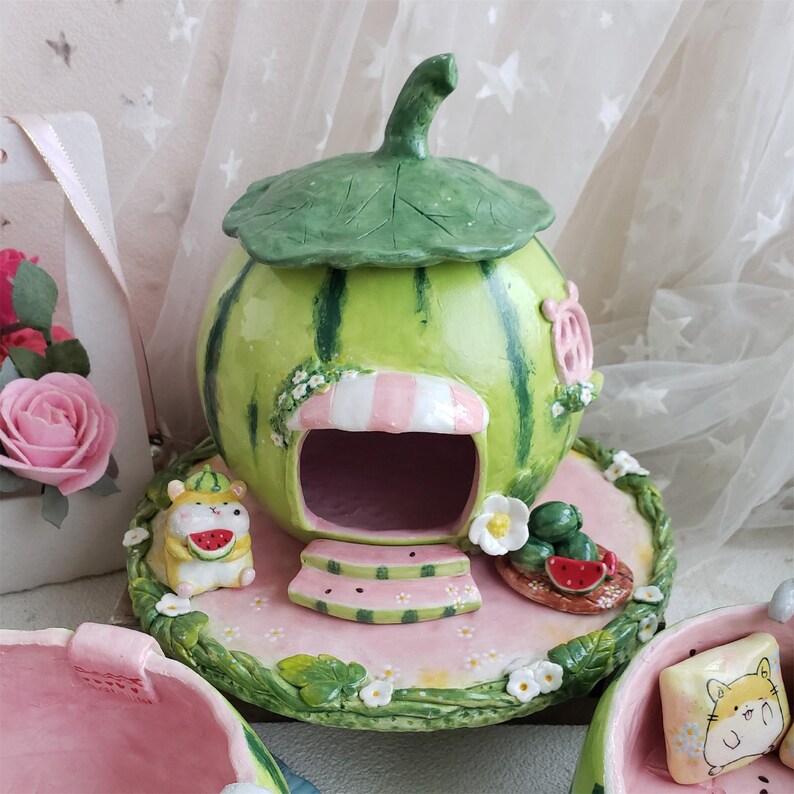 Adorable Hamster Watermelon Habitat Miniature Pet Nest Decor, Cute ...