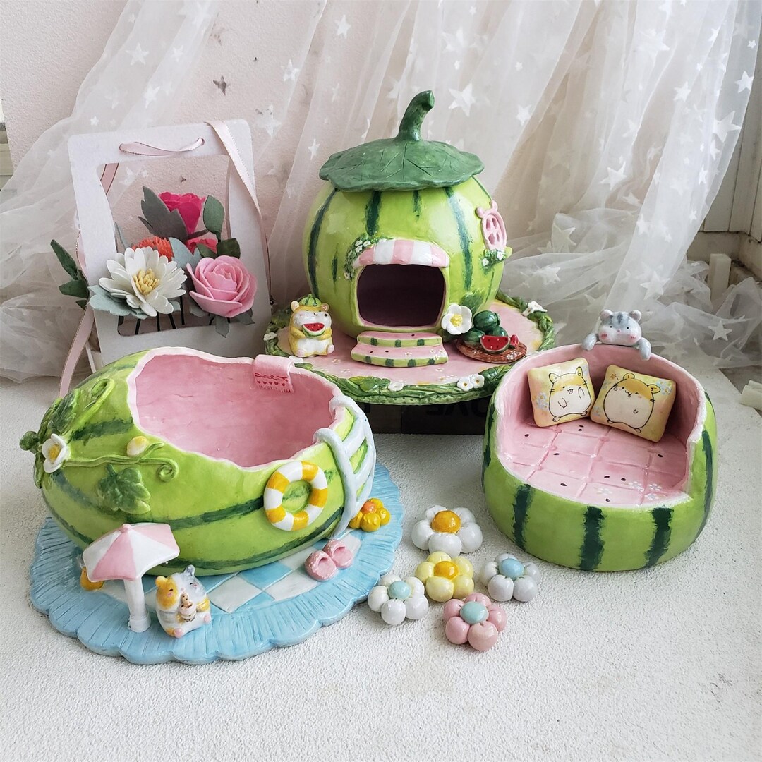 Adorable Hamster Watermelon Habitat Miniature Pet Nest Decor, Cute ...