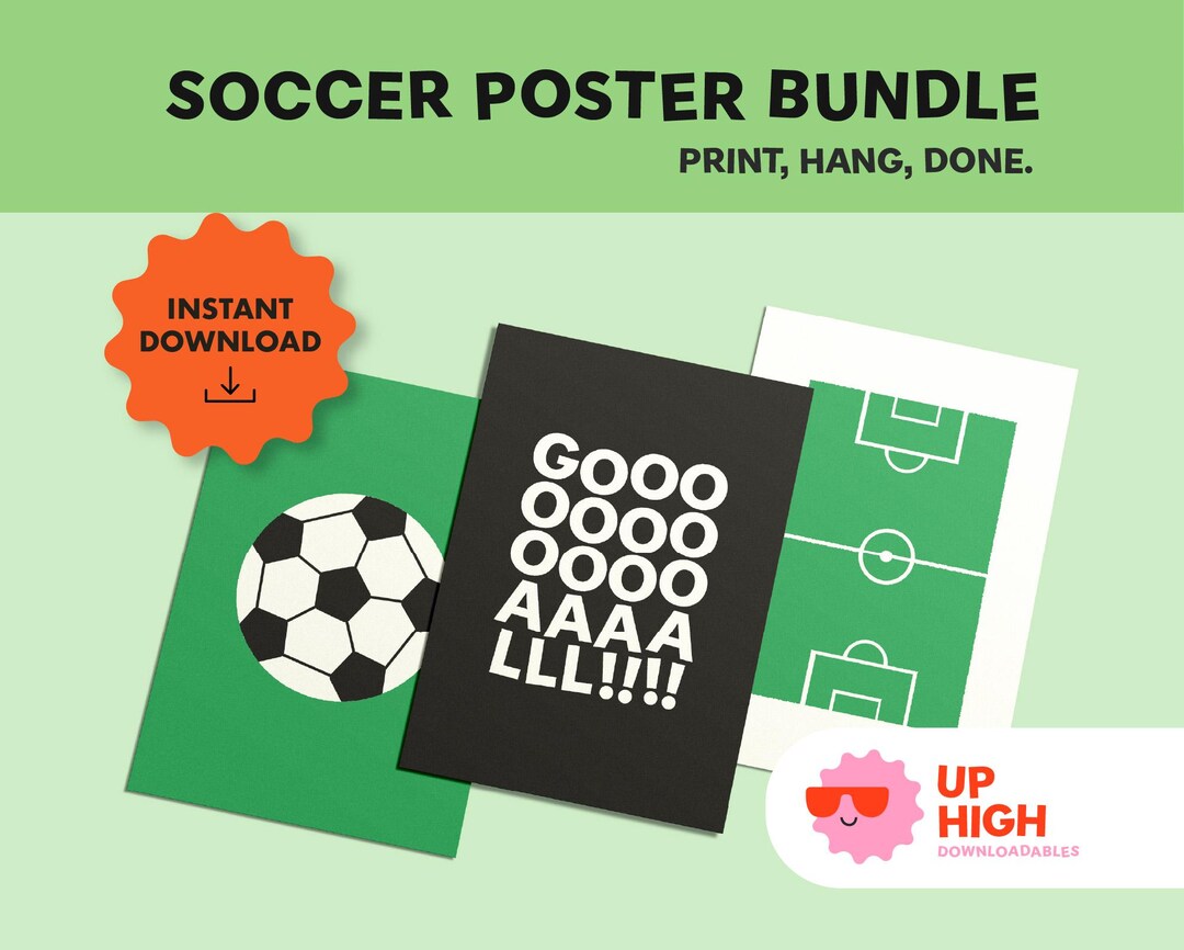 Soccer Poster Set – Printable Kids Football Wall Art Bundle – Soccer ...