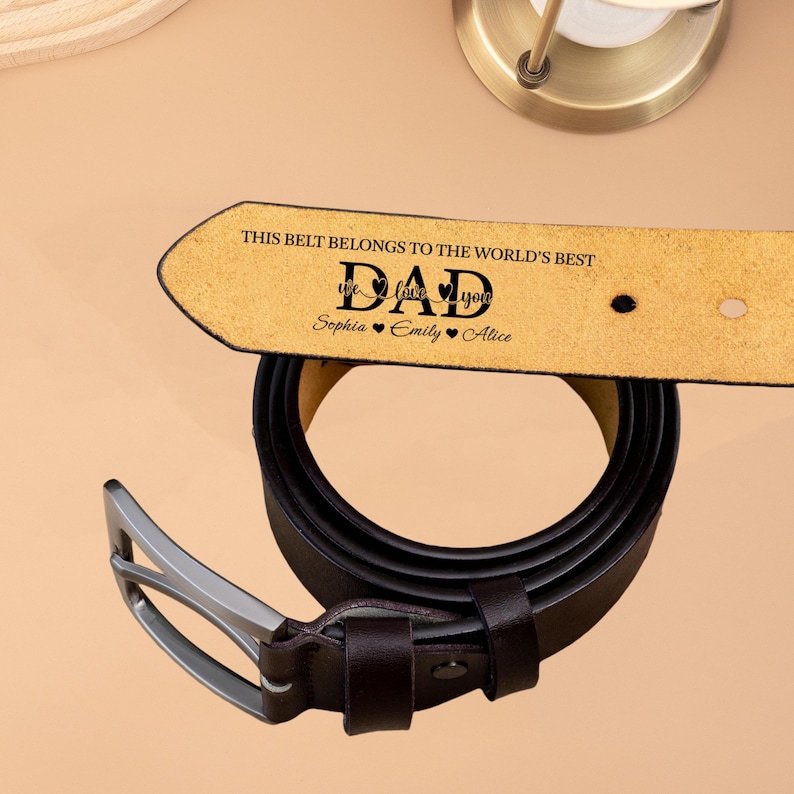 Custom Leather Belt for Dad, Personalized Dad Leather Belt, Father's ...