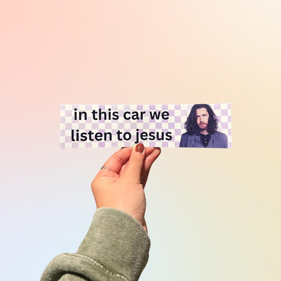 Funny "in This Car We Listen to Jesus" Waterproof Bumper Sticker - Etsy