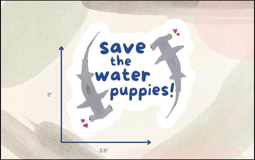 Vinyl "save the Water Puppies" Shark Sticker | Vinyl Waterproof Sticker ...