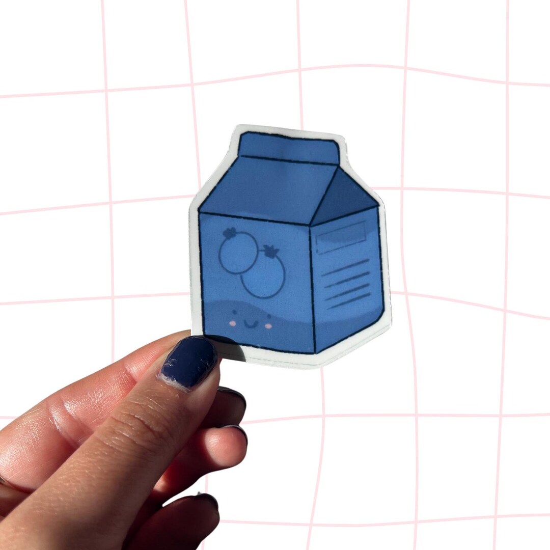 Kawaii Blueberry Milk Carton Sticker | Waterproof Vinyl Decal - Etsy
