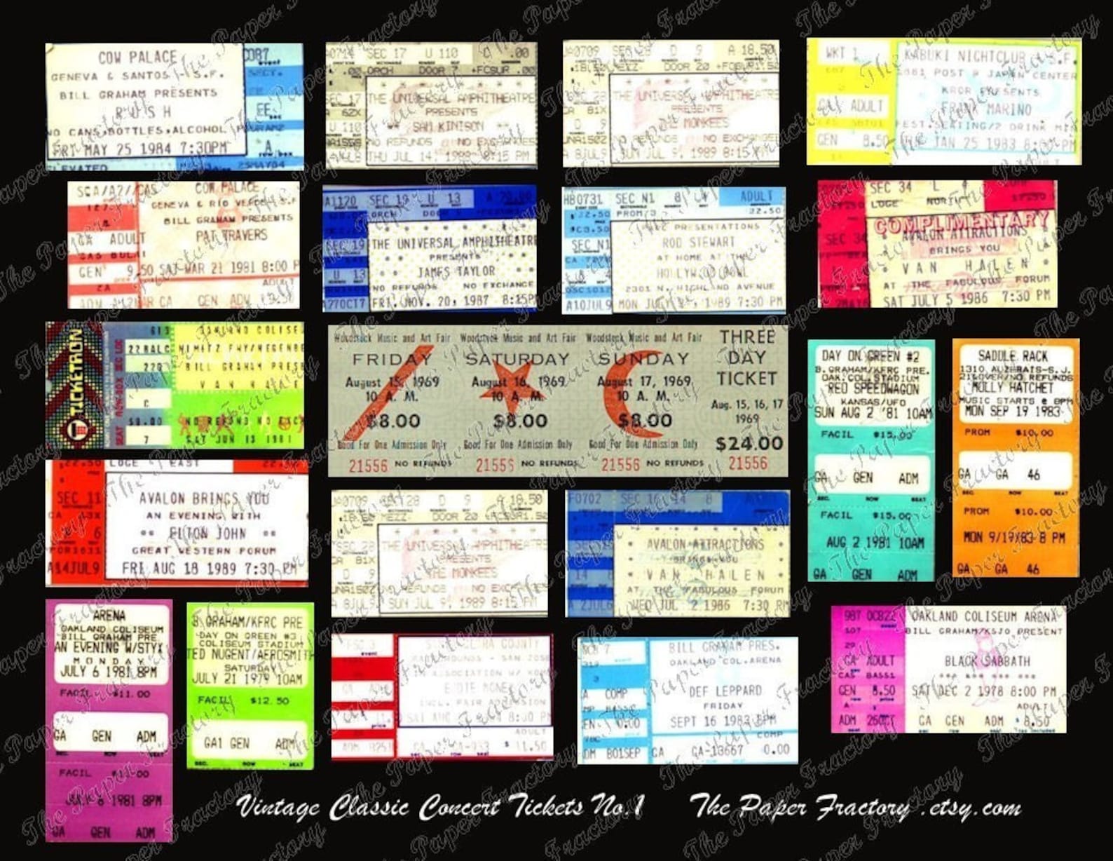 Vintage Classic Concert Ticket Digital Collage Sheet With | Etsy