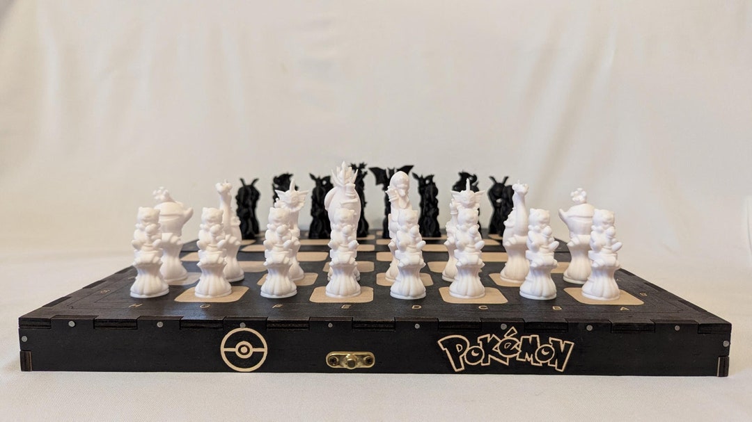 Custom Pokémon Inspired Chess Set, Free Personalization, Hand-painted ...