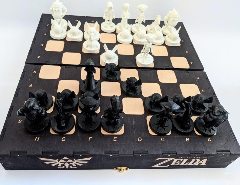 Legend of Zelda Inspired Chess Set, Free Personalization, Hand-painted ...