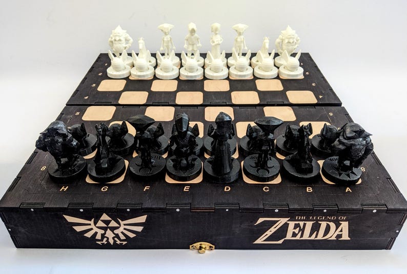 Legend of Zelda Inspired Chess Set, Free Personalization, Hand-painted ...