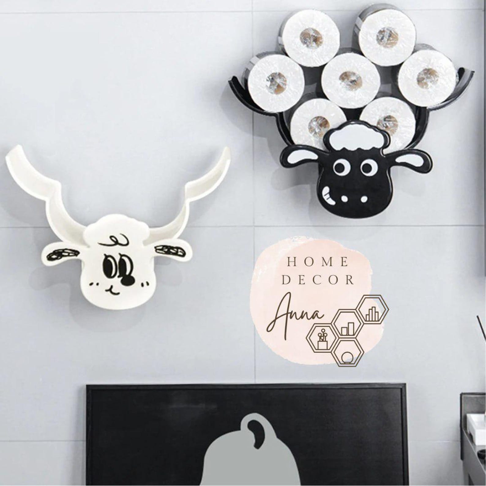 Shaun the Toilet Sheep Wall Toilet Paper Holder Sheep Funny Design ...