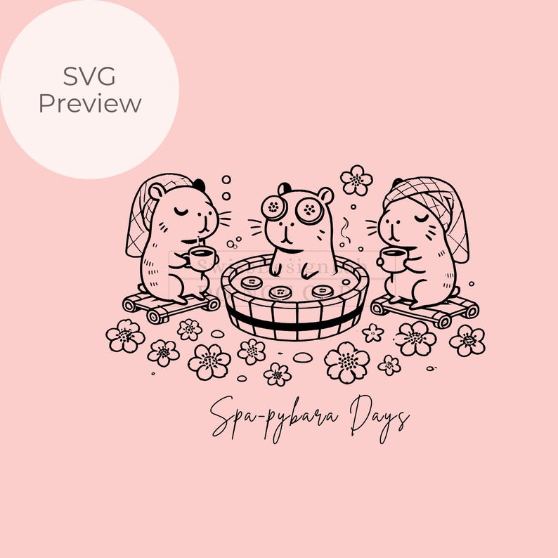 Capybara Spa Day Png, Relaxing Cozy Bath Time Svg, Cute Animal Wellness ...