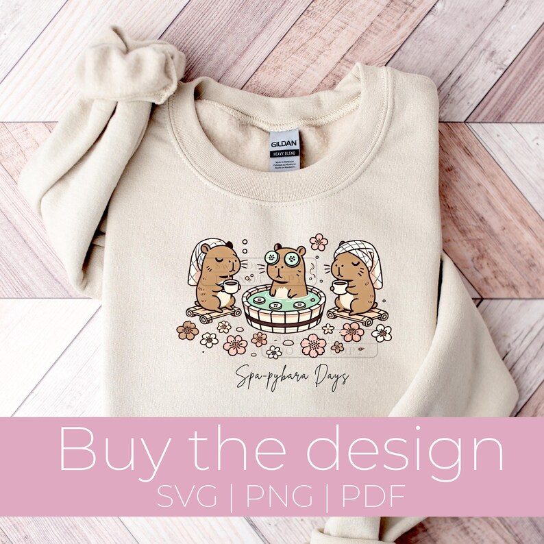 Capybara Spa Day Png, Relaxing Cozy Bath Time Svg, Cute Animal Wellness ...