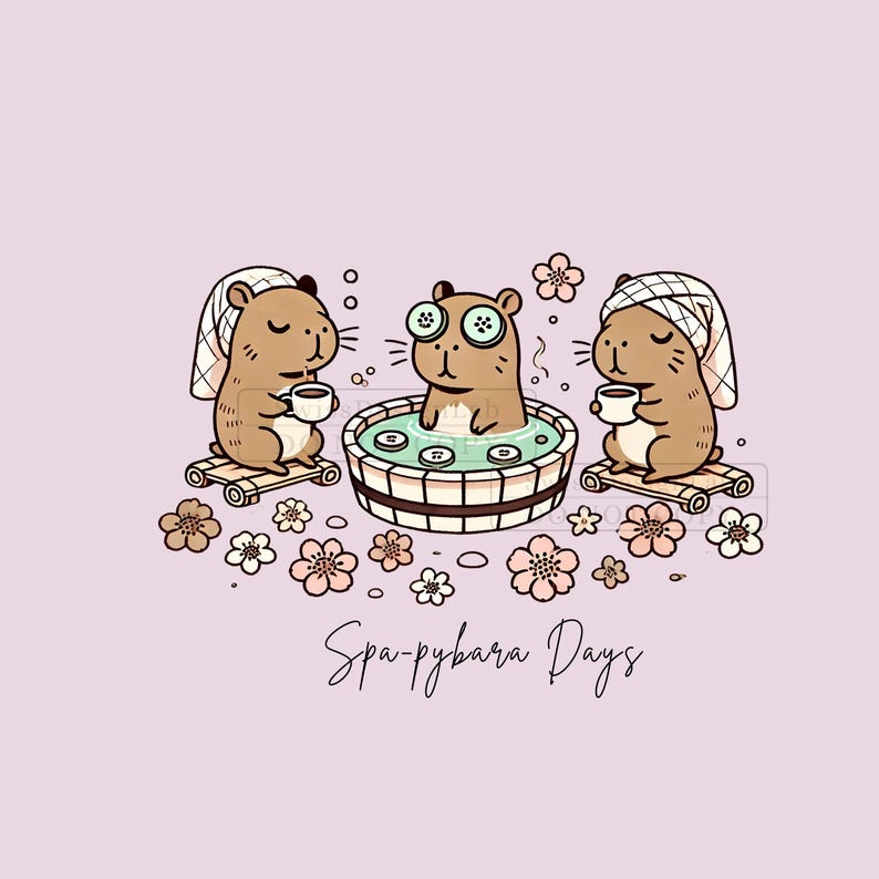 Capybara Spa Day Png, Relaxing Cozy Bath Time Svg, Cute Animal Wellness ...