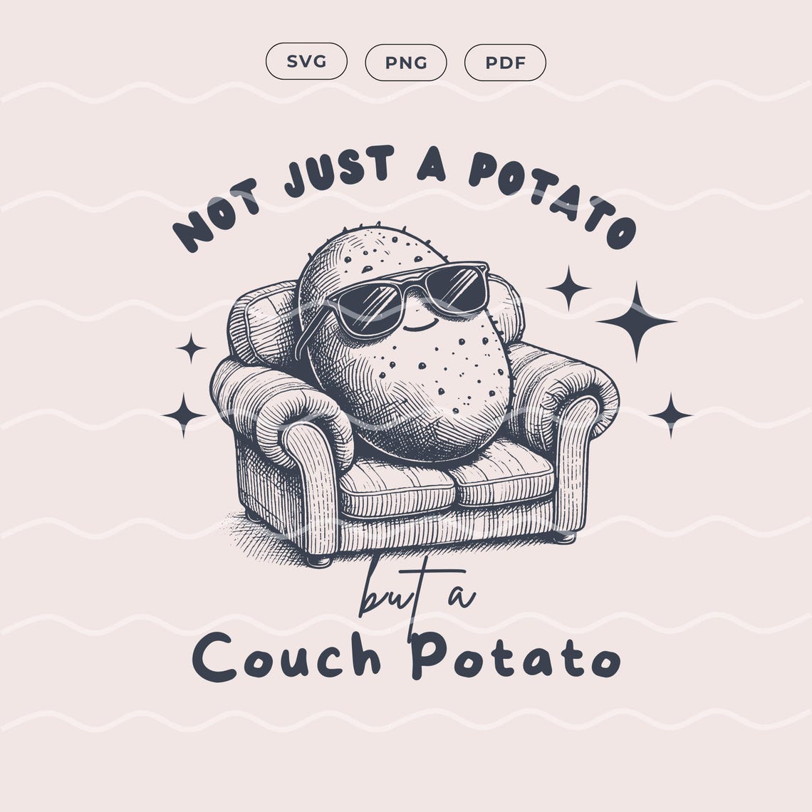 Not Just a Potato but a Couch Potato Svg, Funny Lazy Hand-drawn Png ...
