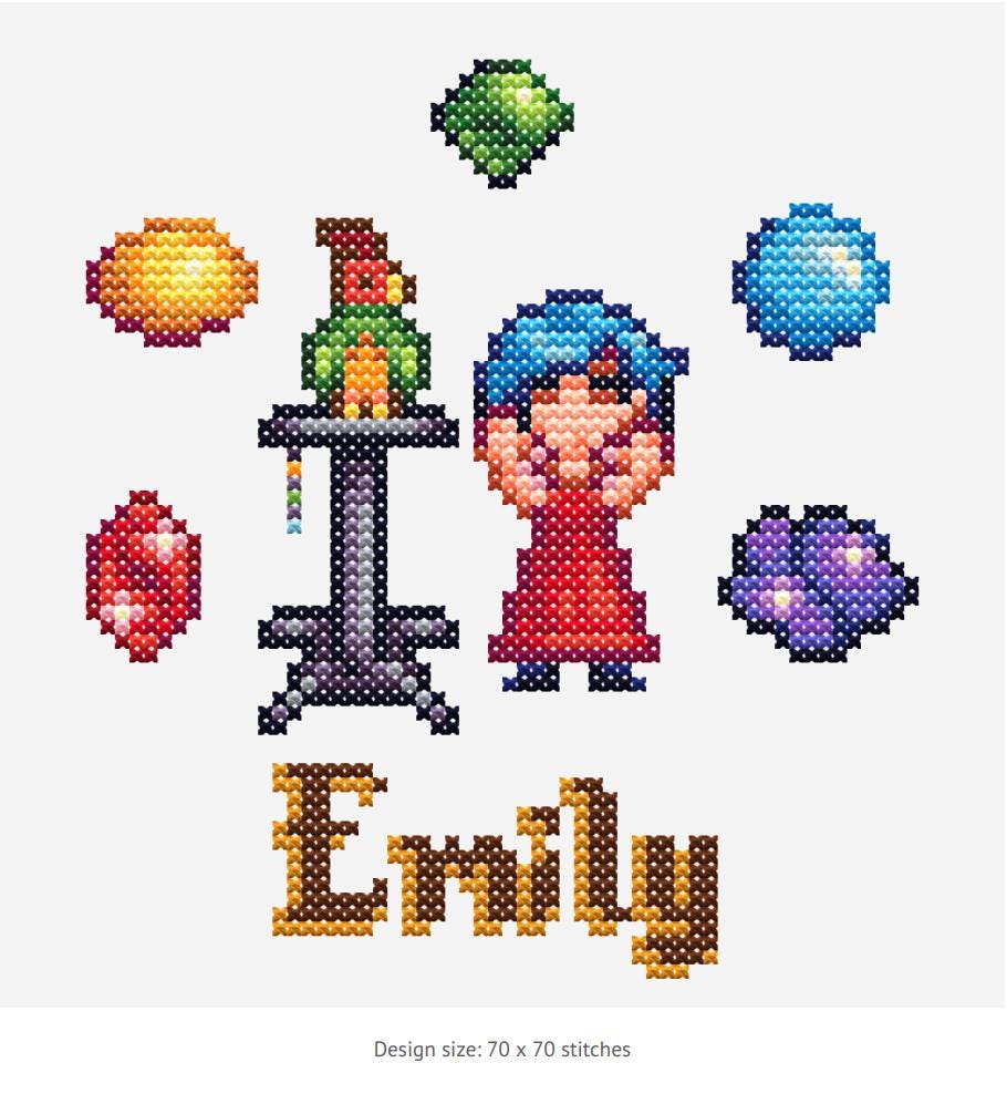 Stardew Valley Emily Loved Items Cross Stitch Pattern Instant Download ...