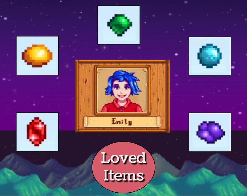 Stardew Valley Emily Loved Items Cross Stitch Pattern Instant Download ...