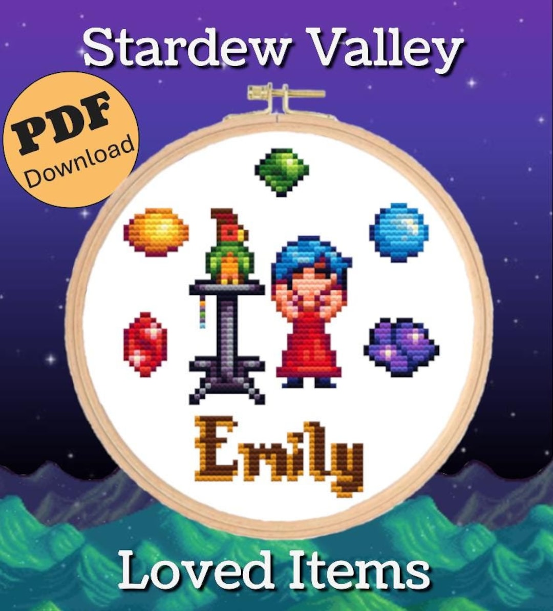 Stardew Valley Emily Loved Items Cross Stitch Pattern Instant Download ...