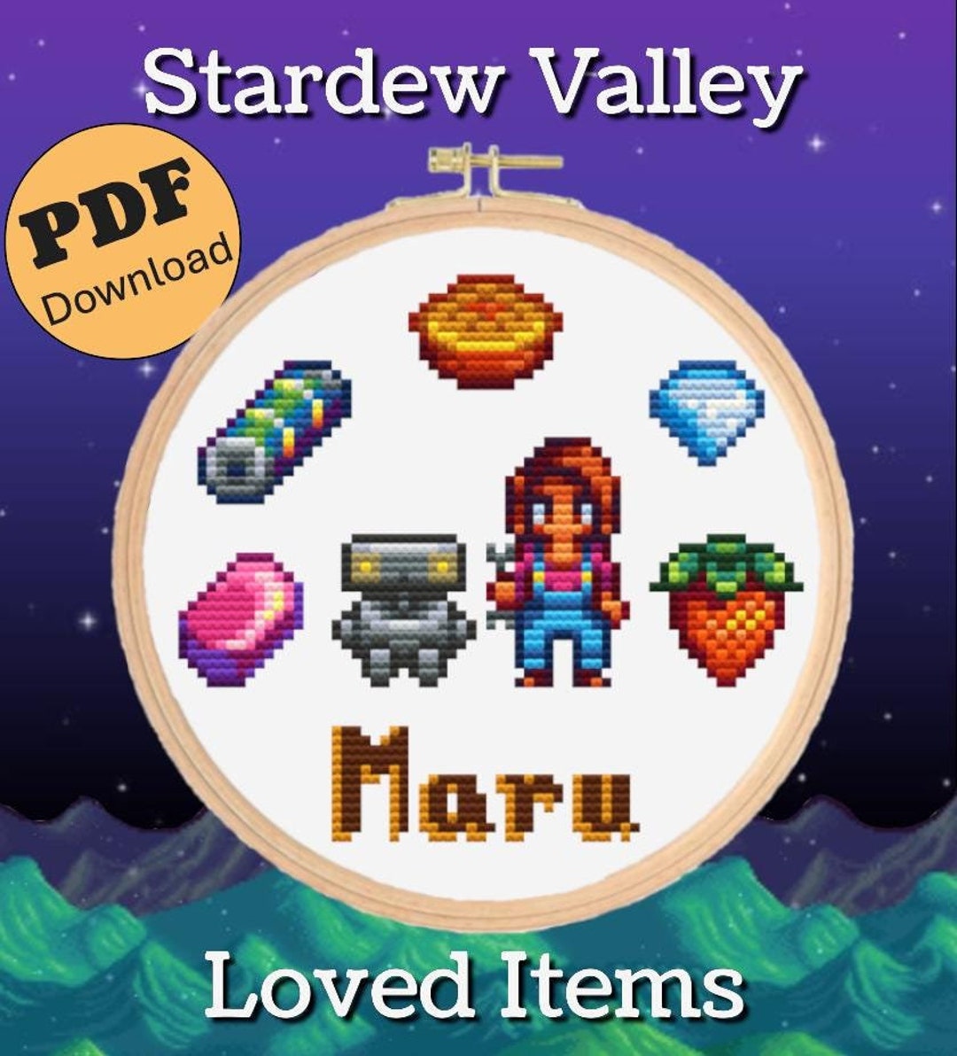 Stardew Valley Maru Loved Items Cross Stitch Pattern Instant Download ...