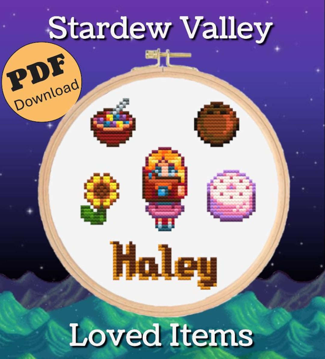 Stardew Valley Haley Loved Items Cross Stitch Pattern Instant Download ...