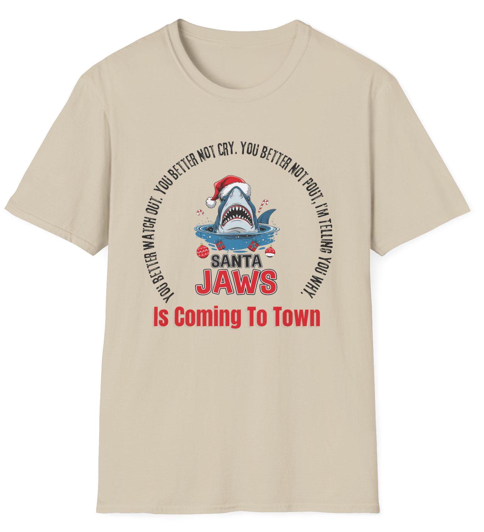 Santa Jaws is Coming to Town, Funny Christmas Shirt, Shark Tee, Festive ...