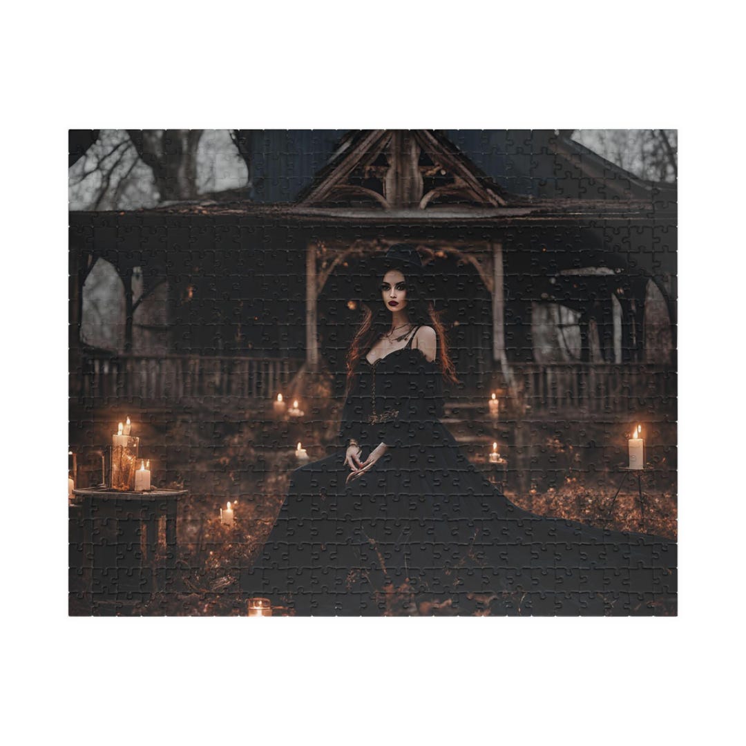 Jigsaw Puzzle, Witchy Woman Cabin Woods Candles Glow 110, 252, 520 ...