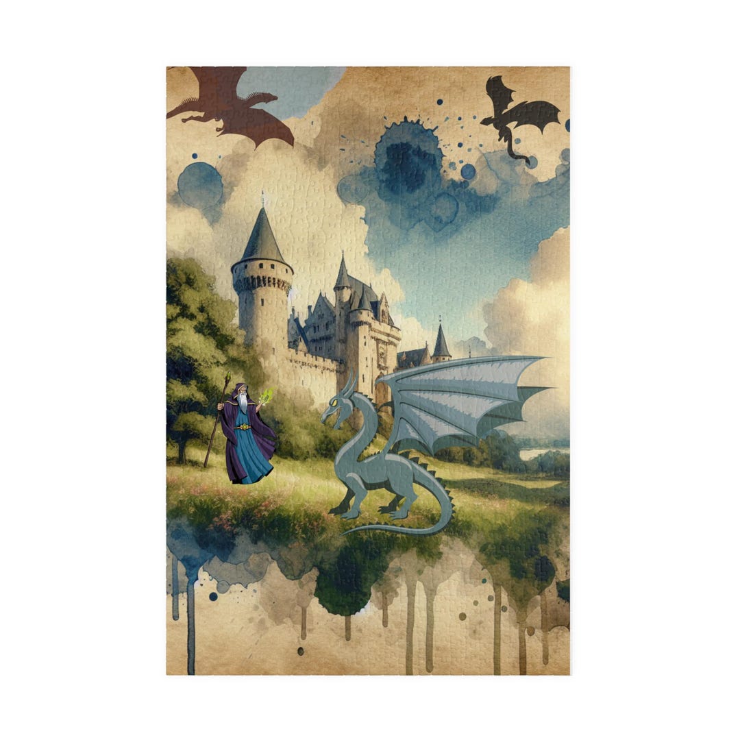 Puzzle, Medieval Castle Magician Dragon Jigsaw, 110 252 520 1014 Pieces ...