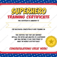 Certificado De Superhéroe, Certificado De Entrenamiento De Superhéroe ...