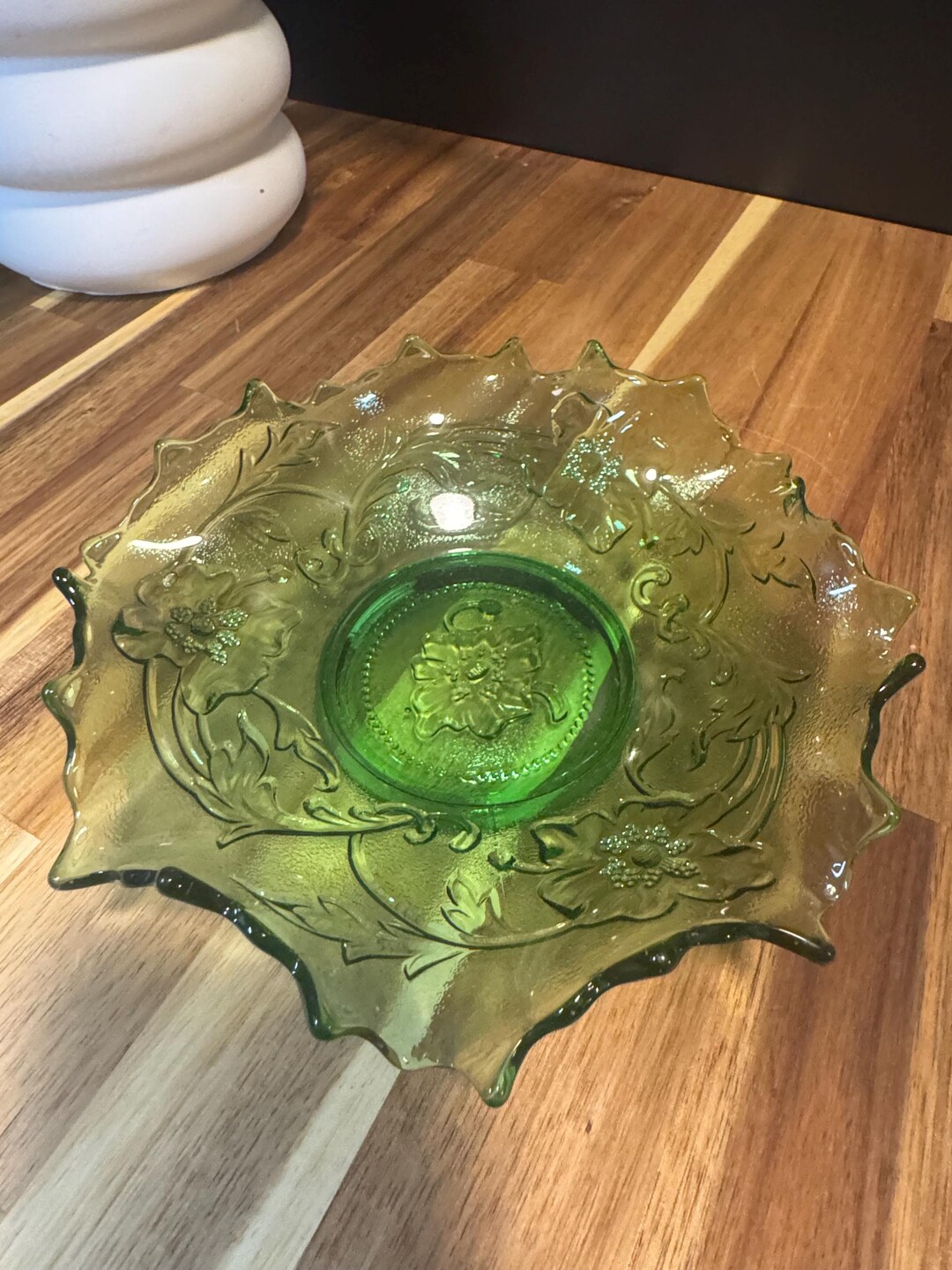 EAPG Northwood Green poppy Scroll Novelty Dish - Etsy