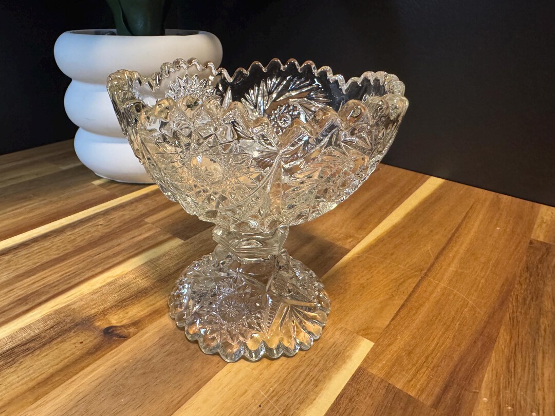 Vintage Imperial Glass Compote Dish/whirling Star Design - Etsy
