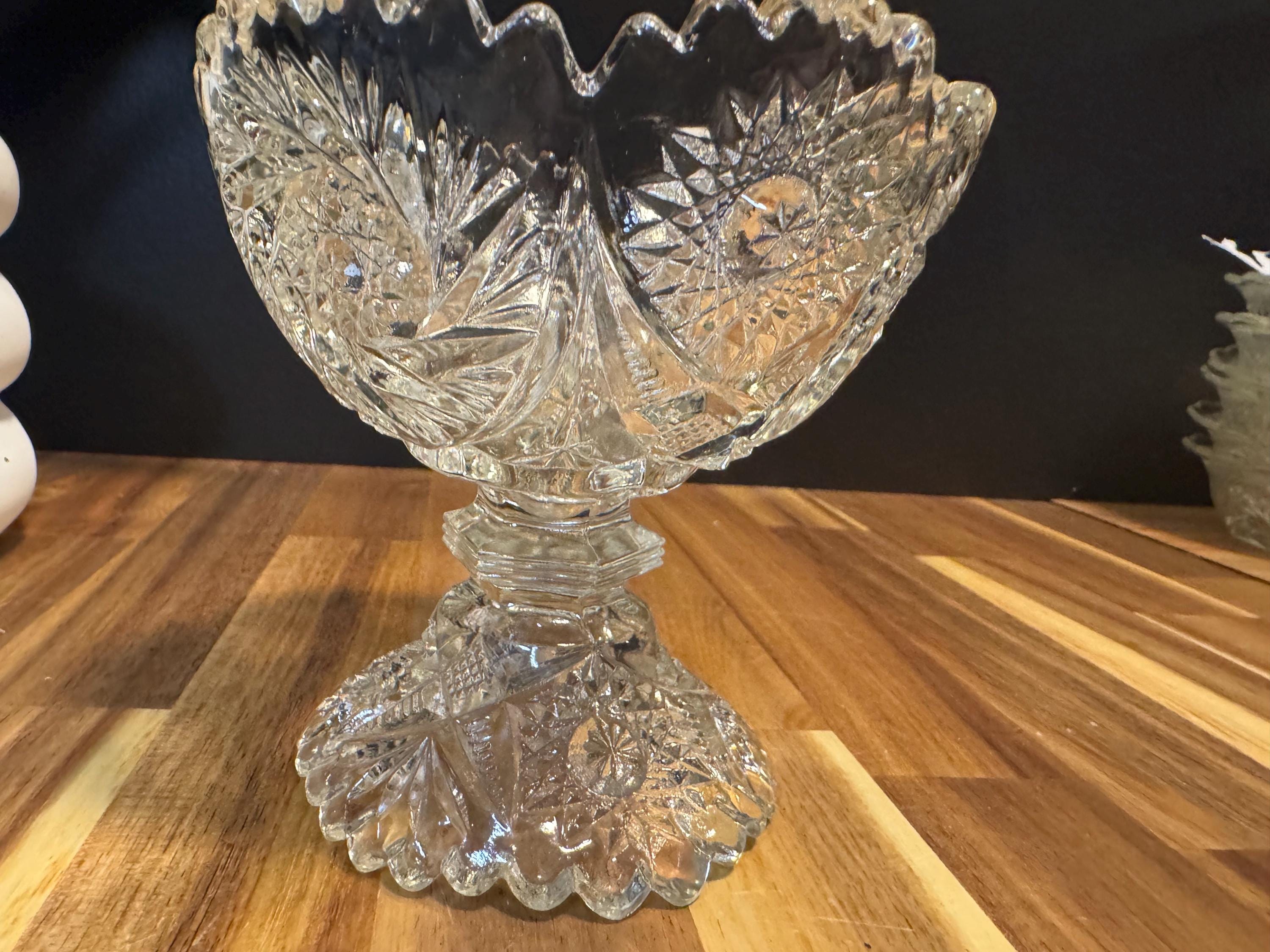 Vintage Imperial Glass Compote Dish/whirling Star Design - Etsy