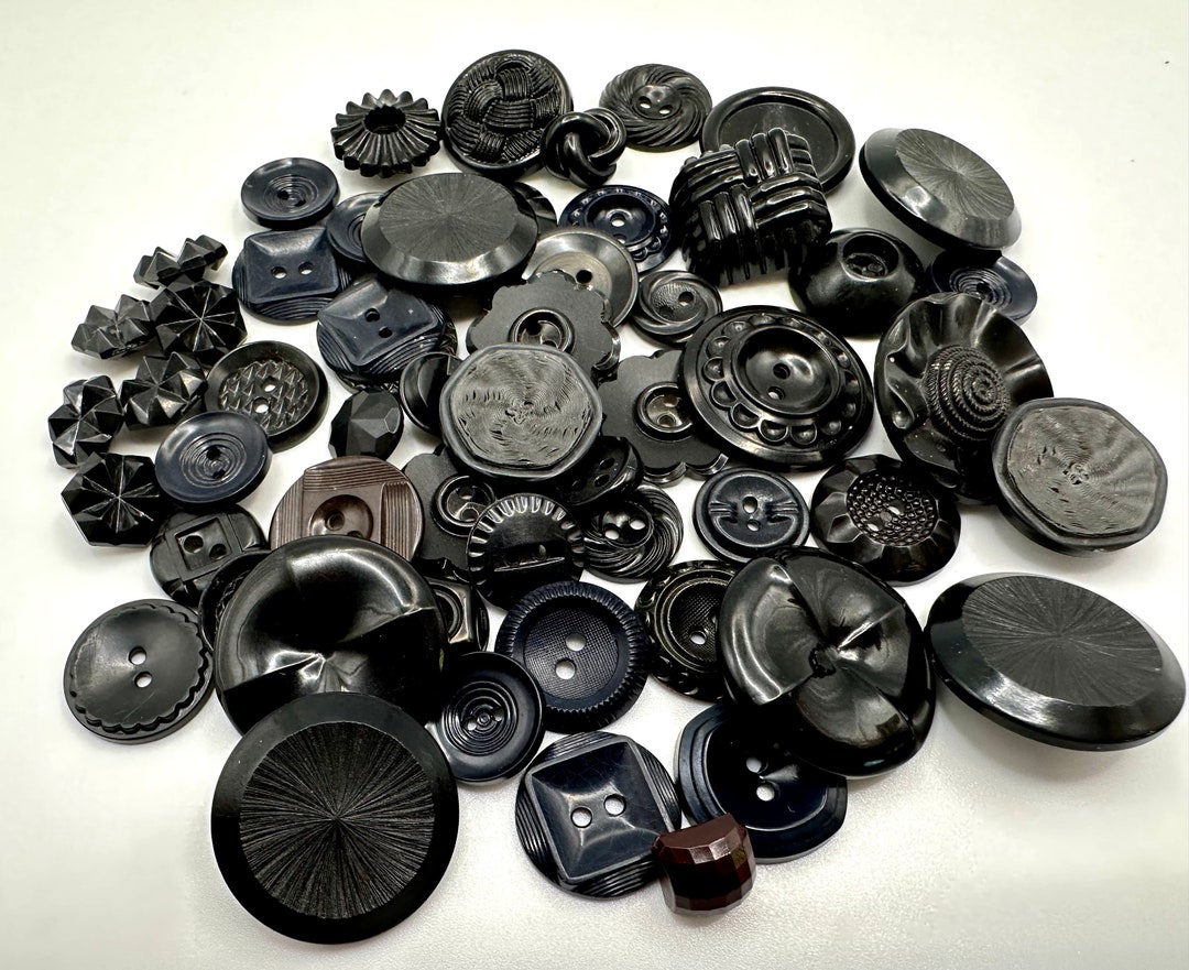 Lot of 50 Vintage Black Buttons - Etsy
