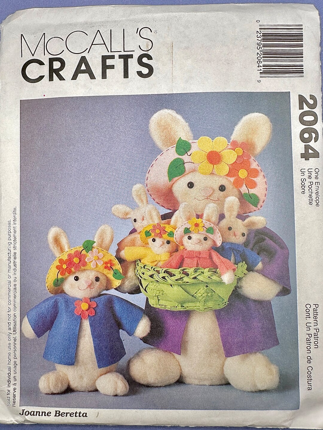 Mccalls Crafts 2064 Uncut Pattern to Make Three Different Sized Bunnies ...