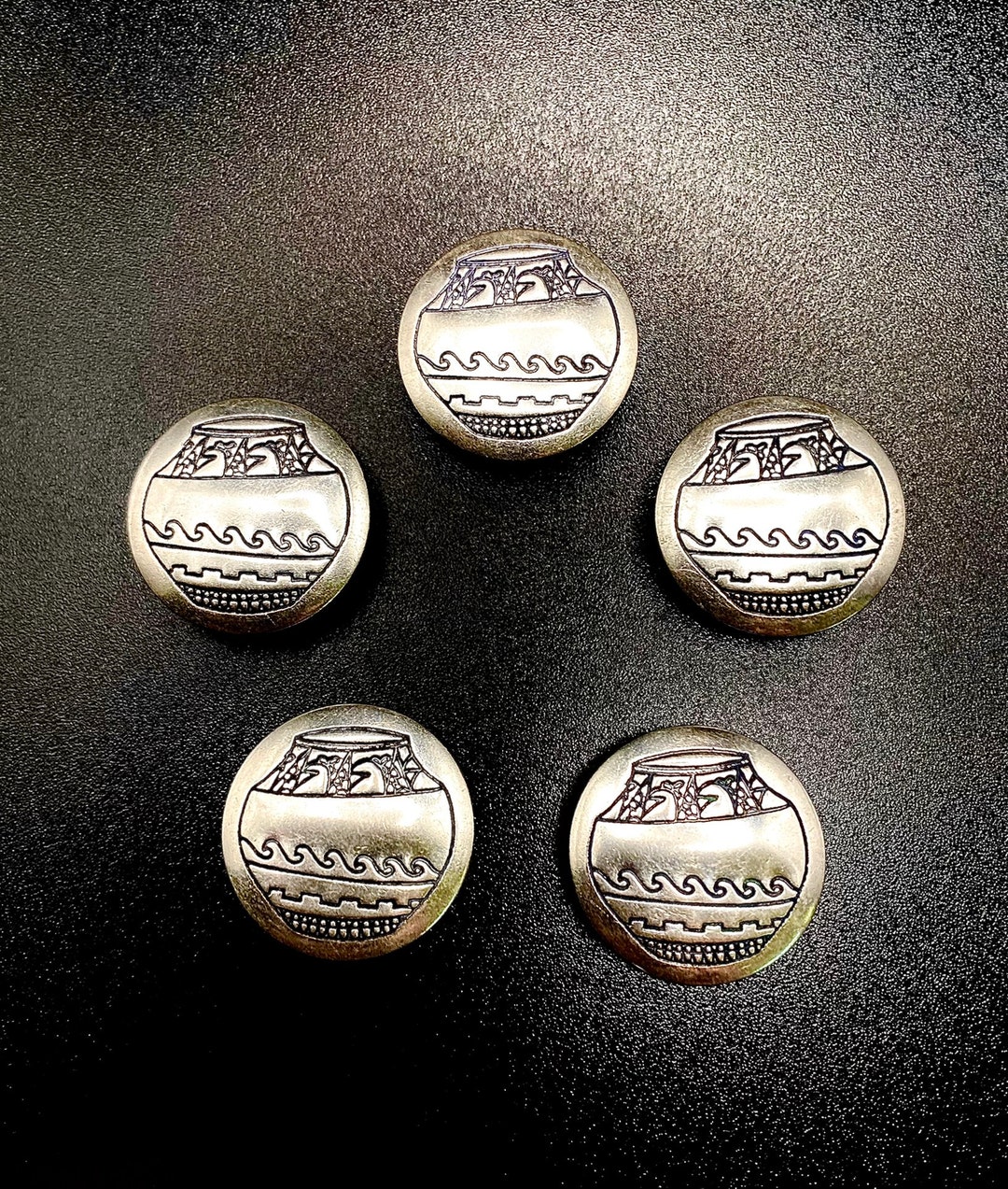 Vintage Southwestern Sterling Silver Button Covers With Native American ...