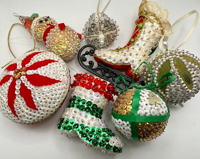 Lot of Seven Vintage Styrofoam Push Pin Christmas Ornaments - Etsy