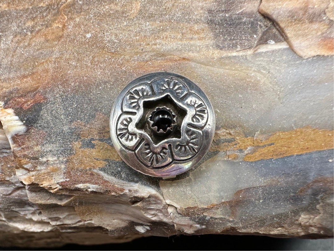 Vintage Southwestern Sterling Silver Black Onyx Shadow Box Navajo Style ...