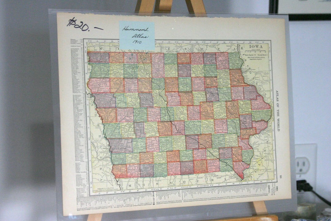 1910 Iowa/missouri Map - Etsy