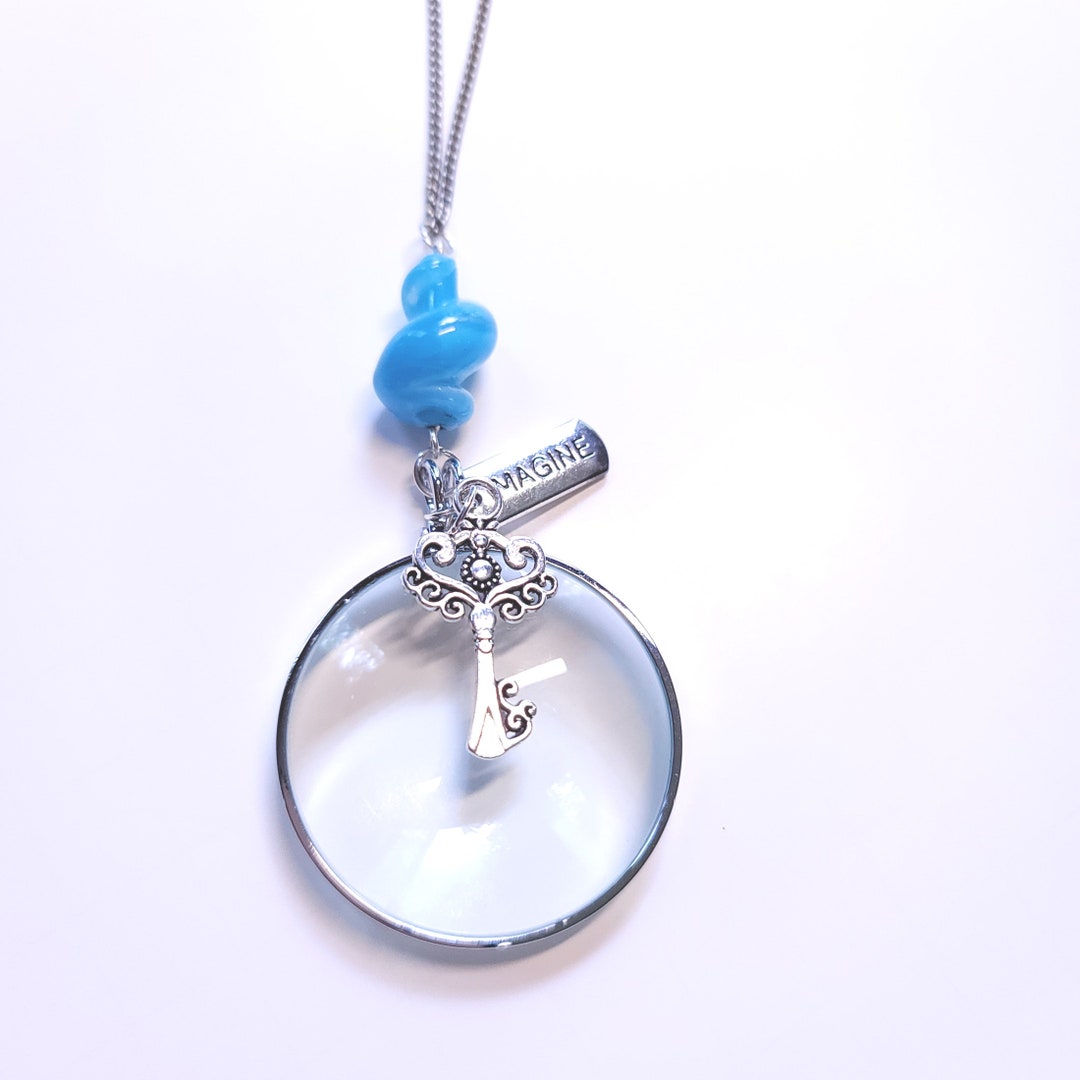 Imagine Key Necklace Featuring Vintage Blown Glass Whirled Bead Blue ...