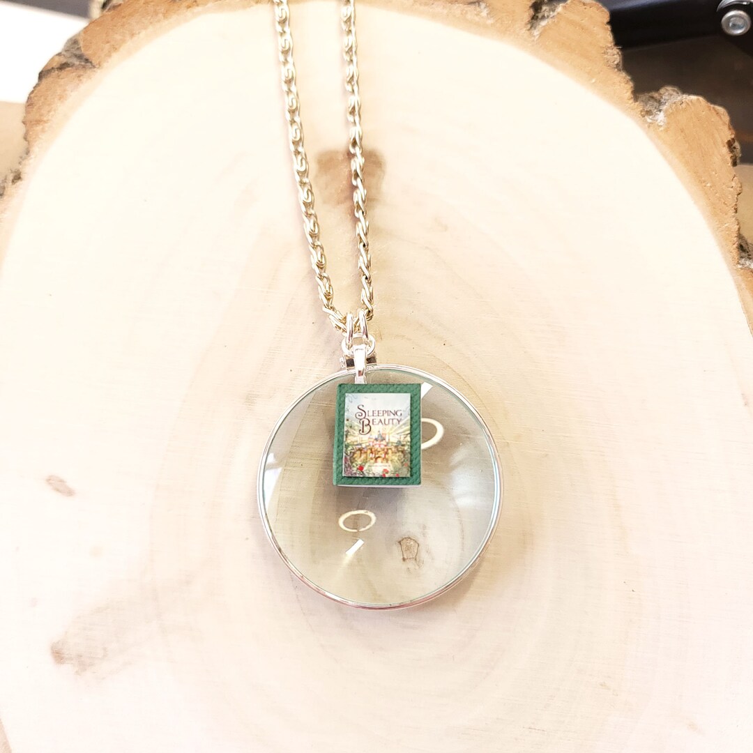 SLEEPING BEAUTY Faerie Tale Book Necklace Magnifier Monocle Loupe ...