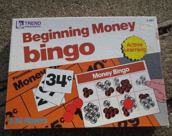 Beginning Money Bingo, 1987, Vintage Board Game, Home School, Preschool ...