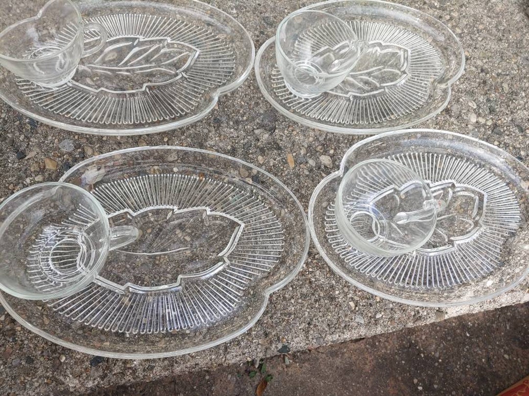 Glass Company Crystal Leaf Snack Set Woolworth's 80th Anniversary Value ...