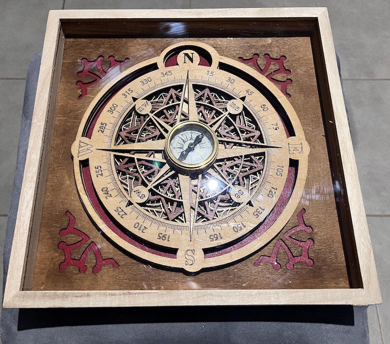 Compass Rose - Wooden Painting 30x30 Cm - Etsy