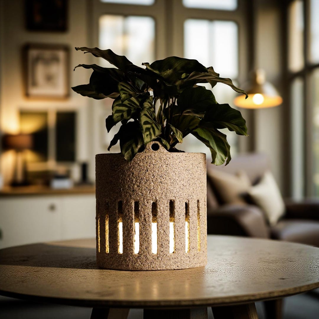 Floradesk Table Lamp With Planter | Stone-like 3D Printed Lamp | Indoor ...