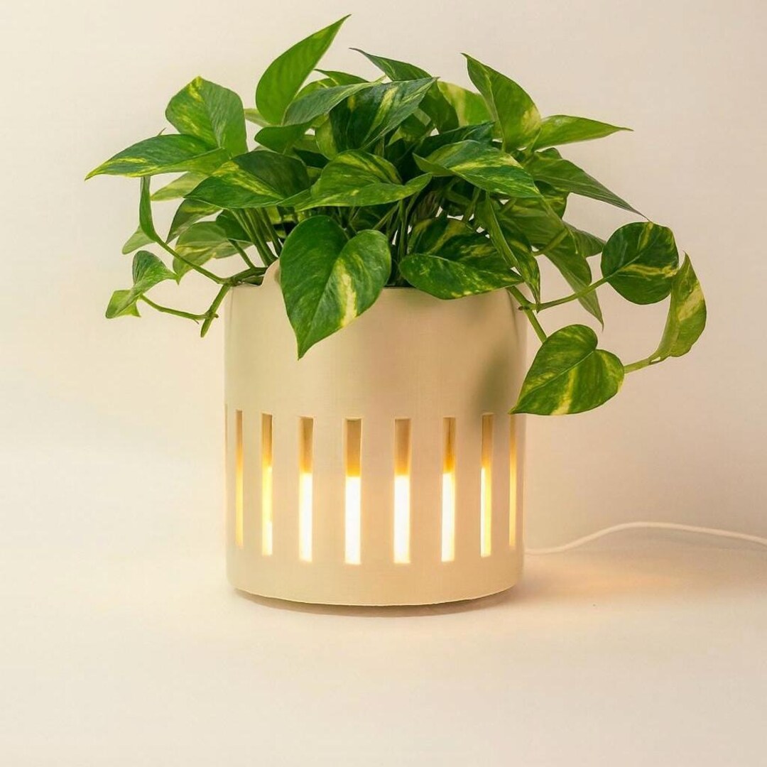 Minimalist Planter Lamp | 3D Printed Desk Light | Japandi Decor ...