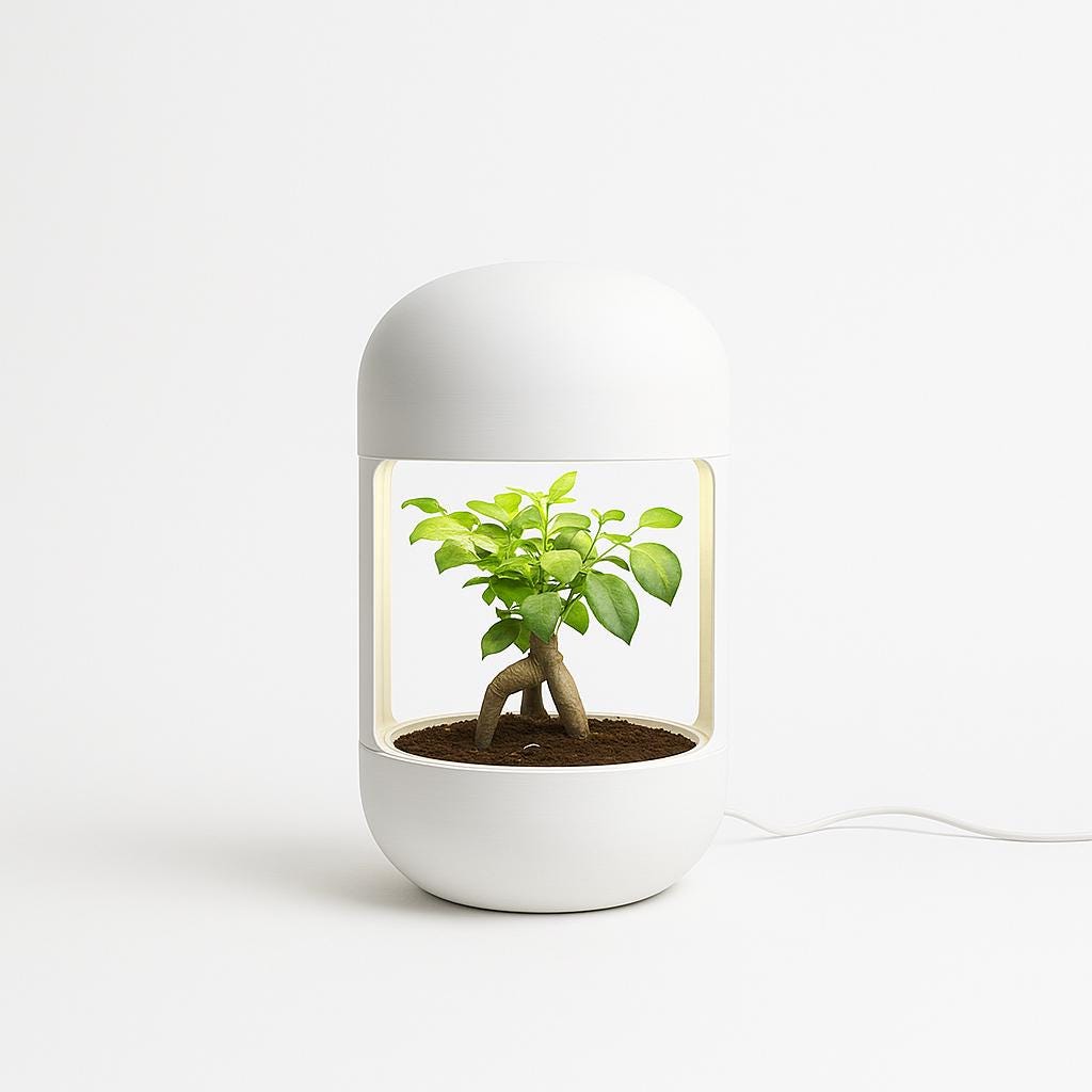 Minimalist Table Lamp With Planter: Luminest Desk Light, Plant Lover ...