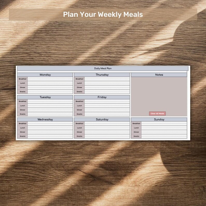 Automated Grocery List & Weekly Meal Planner - Meal Prep Template for ...